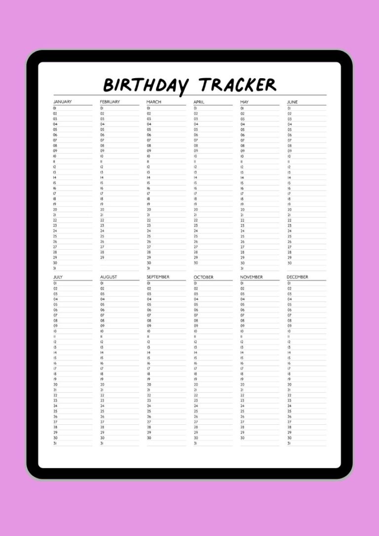 Free Birthday Tracker Printable - The Holiday Mama