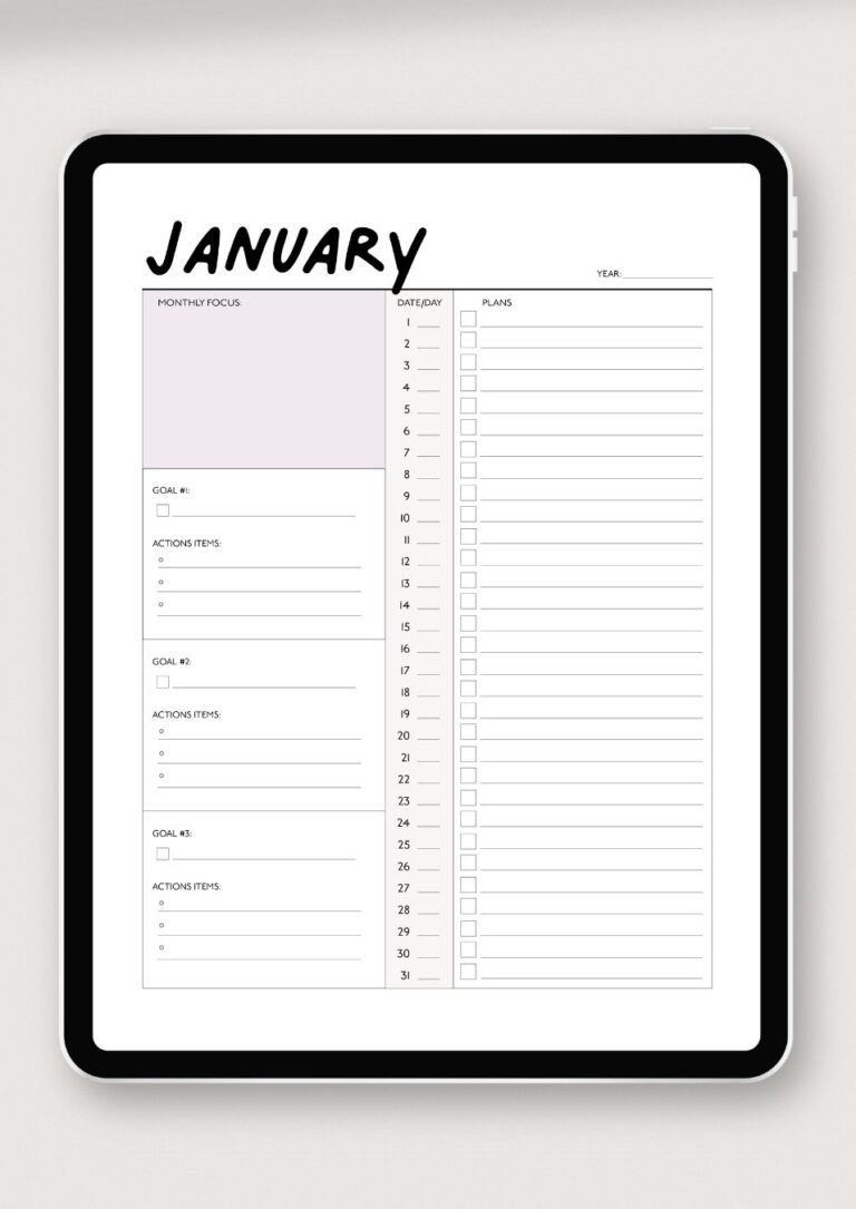 Free Monthly Planner Printable to Help You Focus on Your Top Goals ...