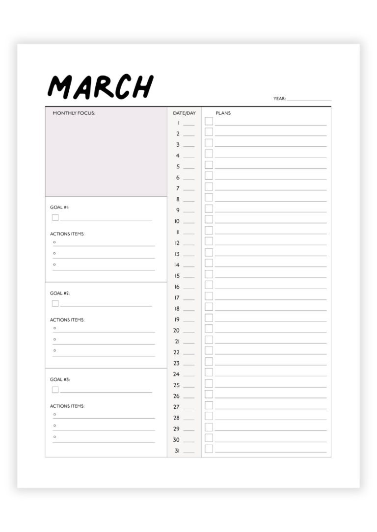 Free Monthly Planner Printable to Help You Focus on Your Top Goals ...
