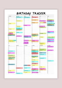 Free Birthday Tracker Printable - The Holiday Mama