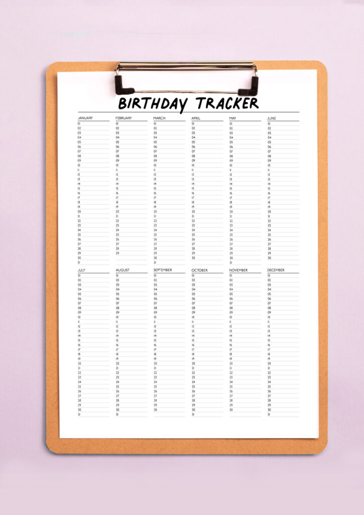 Free Birthday Tracker Printable - The Holiday Mama