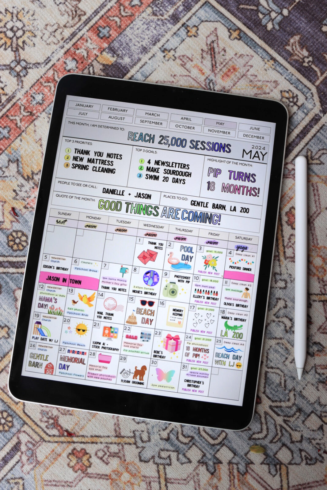 Free Digital Calendar Planner - Monthly View with Hyperlinks - The ...