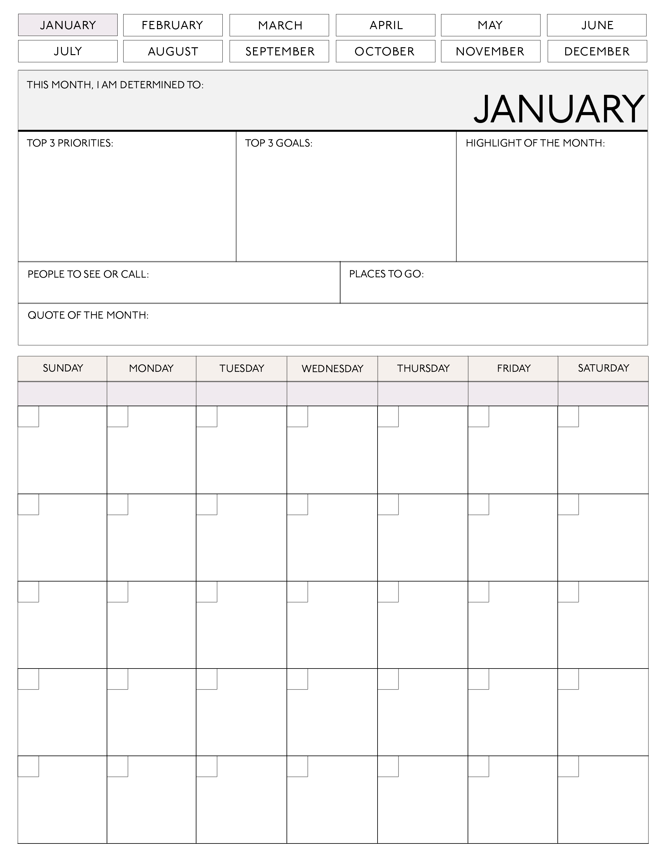 Free Digital Calendar Planner - Monthly View with Hyperlinks - The ...