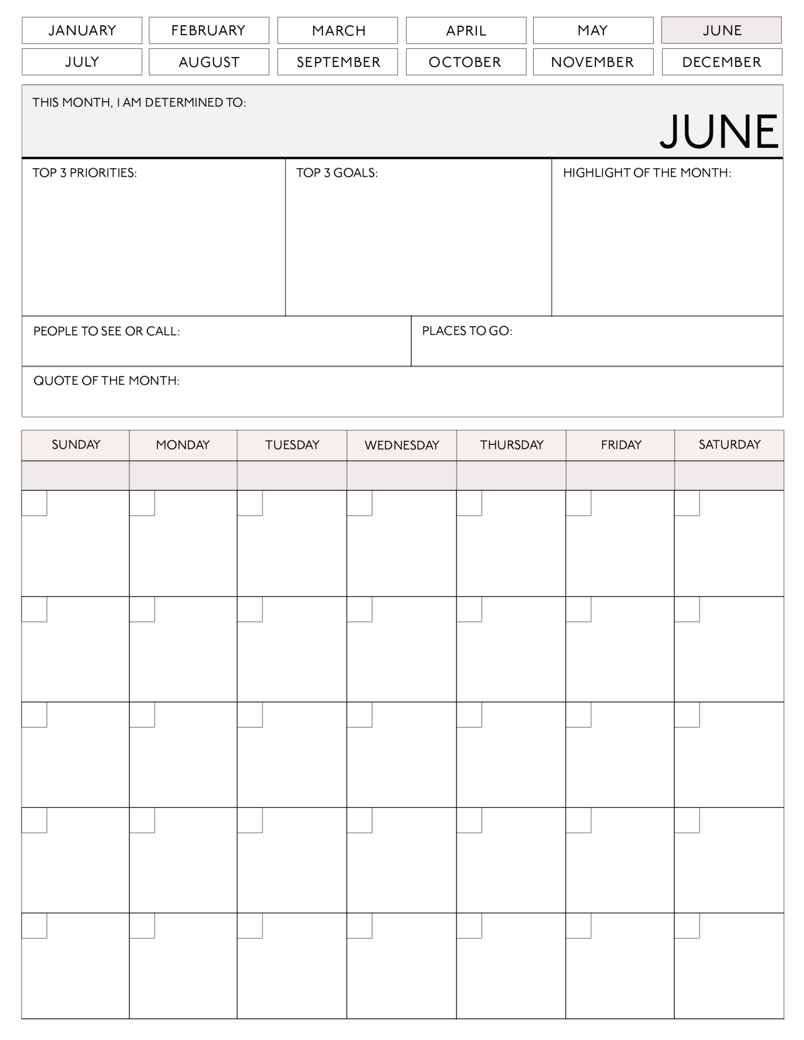 Free Digital Calendar Planner - Monthly View with Hyperlinks - The ...