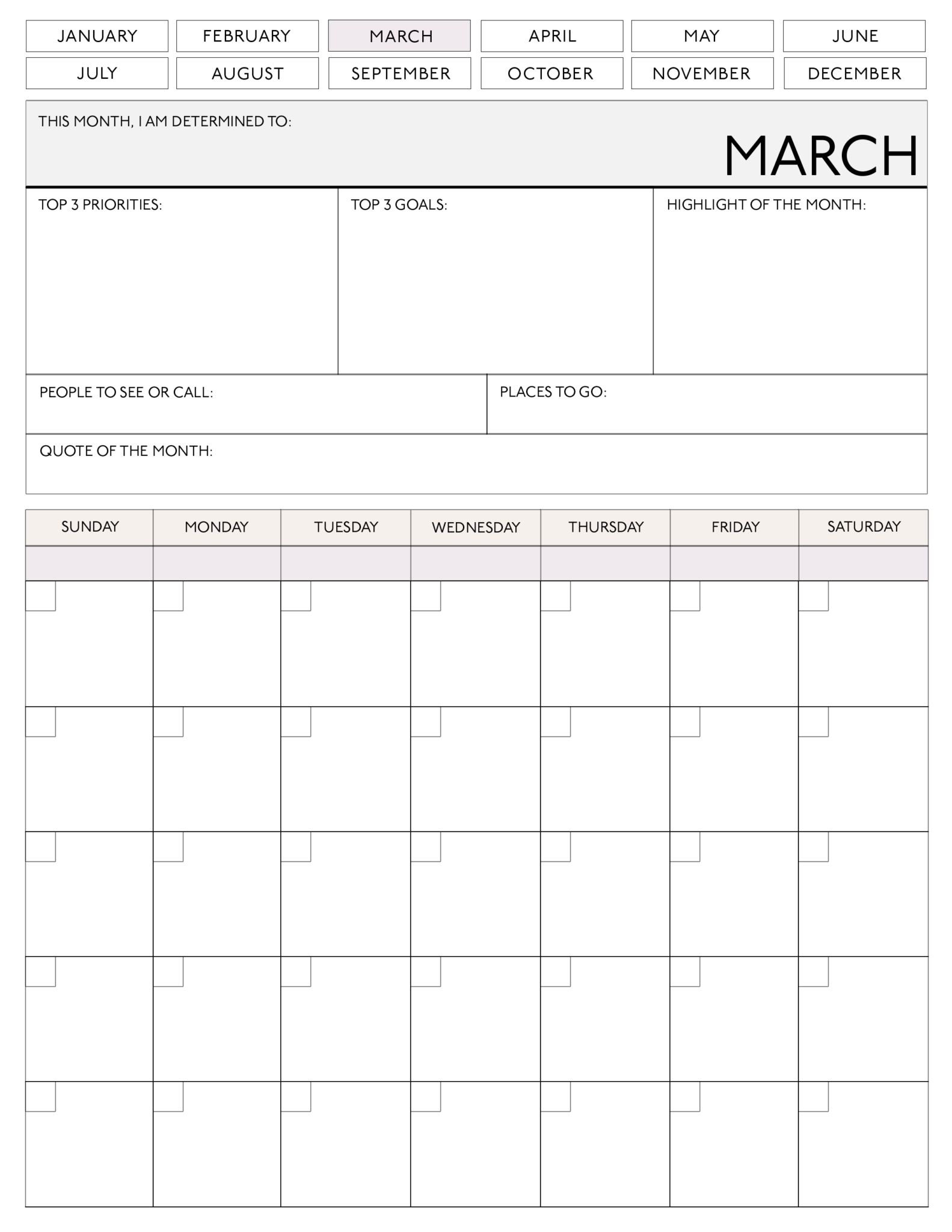 Free Digital Calendar Planner - Monthly View with Hyperlinks - The ...