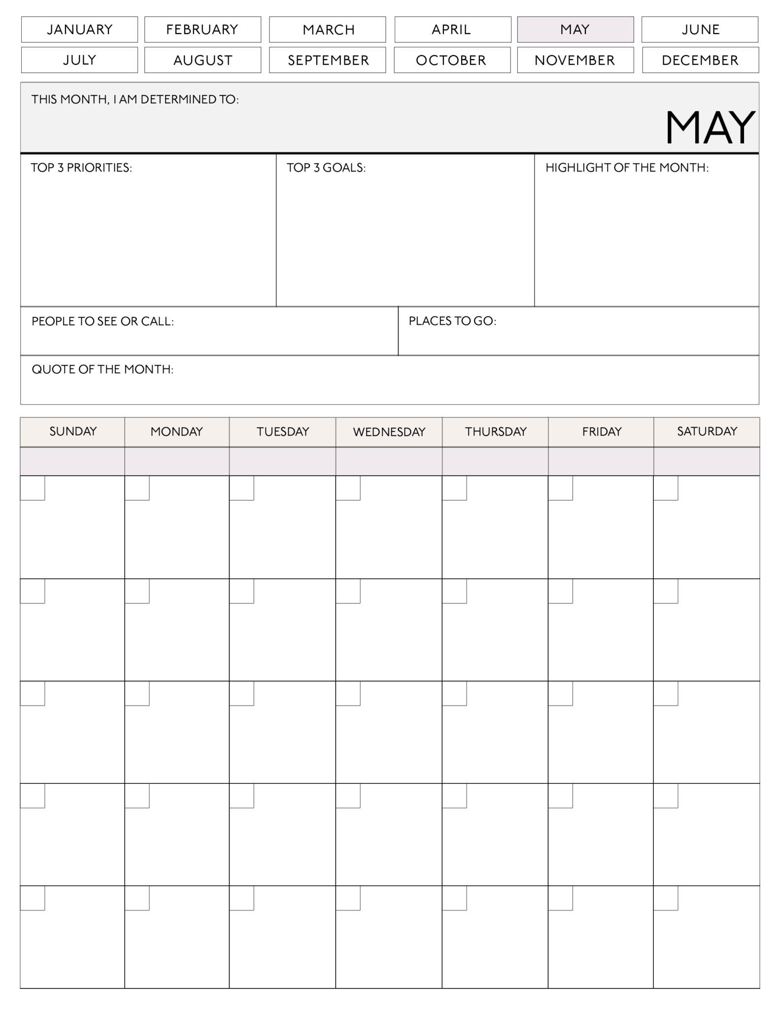 Free Digital Calendar Planner - Monthly View with Hyperlinks - The ...
