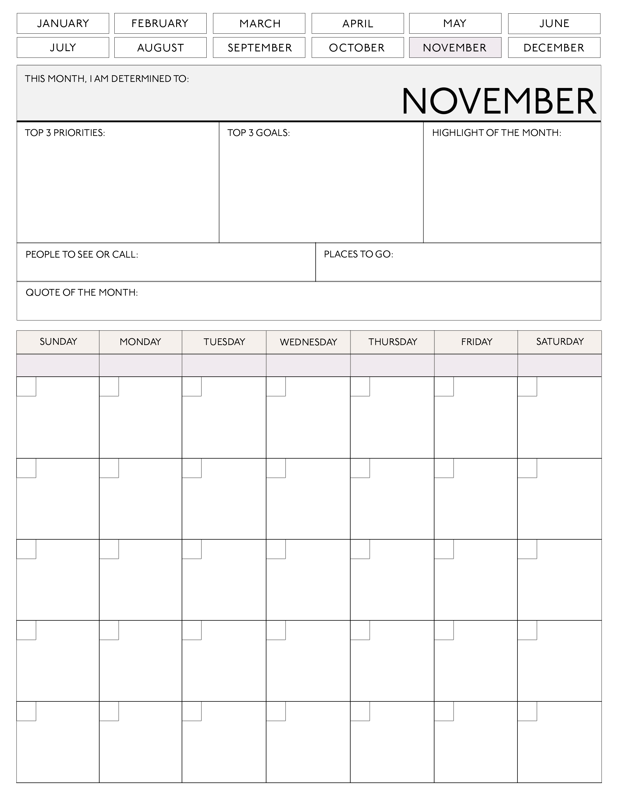 Free Digital Calendar Planner - Monthly View with Hyperlinks - The ...