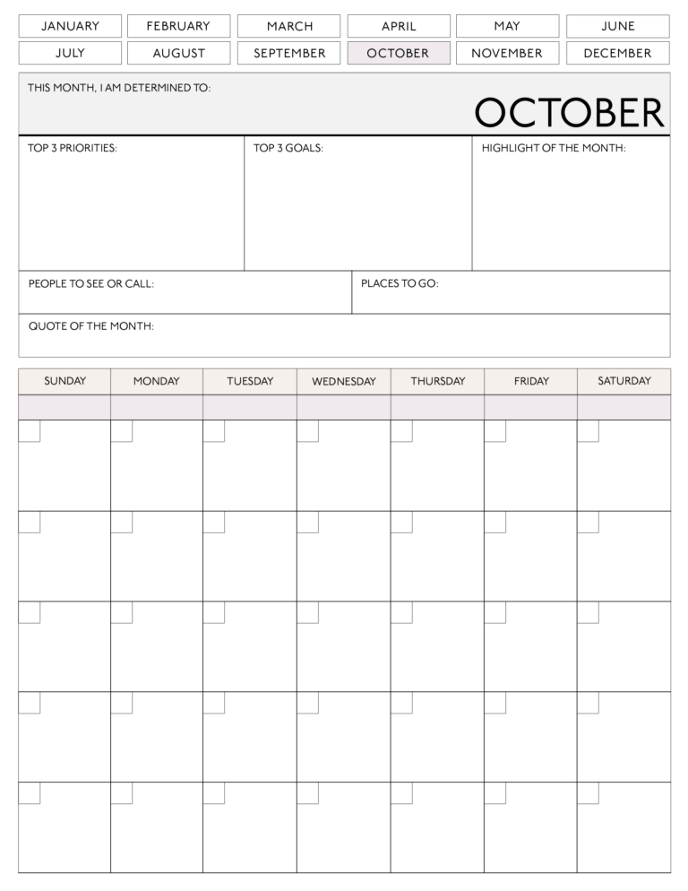 Free Digital Calendar Planner - Monthly View with Hyperlinks - The ...