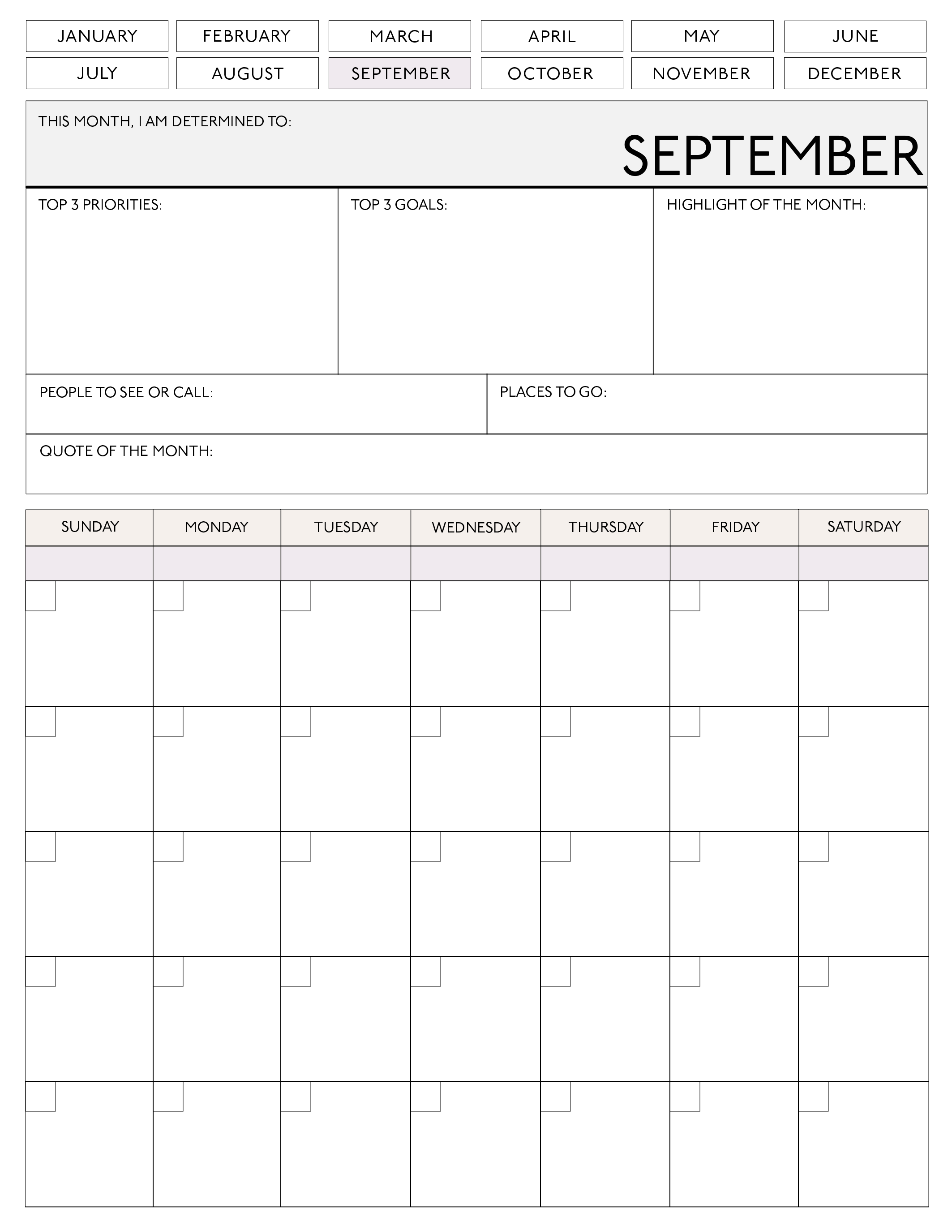 Free Digital Calendar Planner - Monthly View with Hyperlinks - The ...
