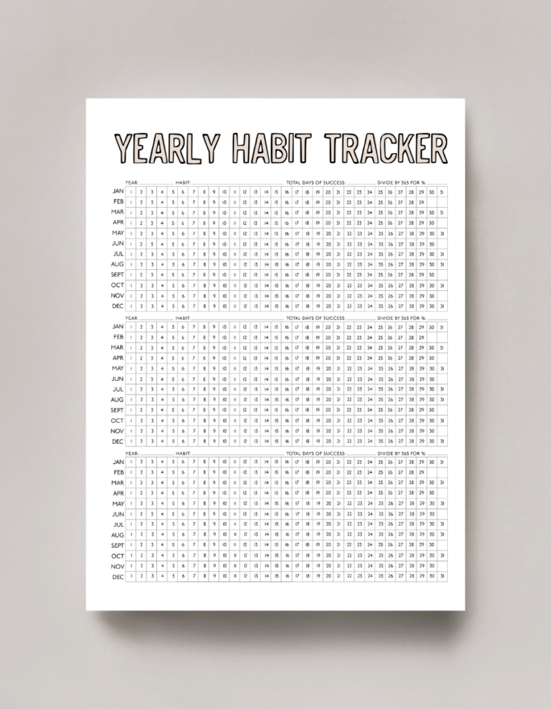 Free Habit Tracker Printable - Monthly and Yearly Layouts - The Holiday ...