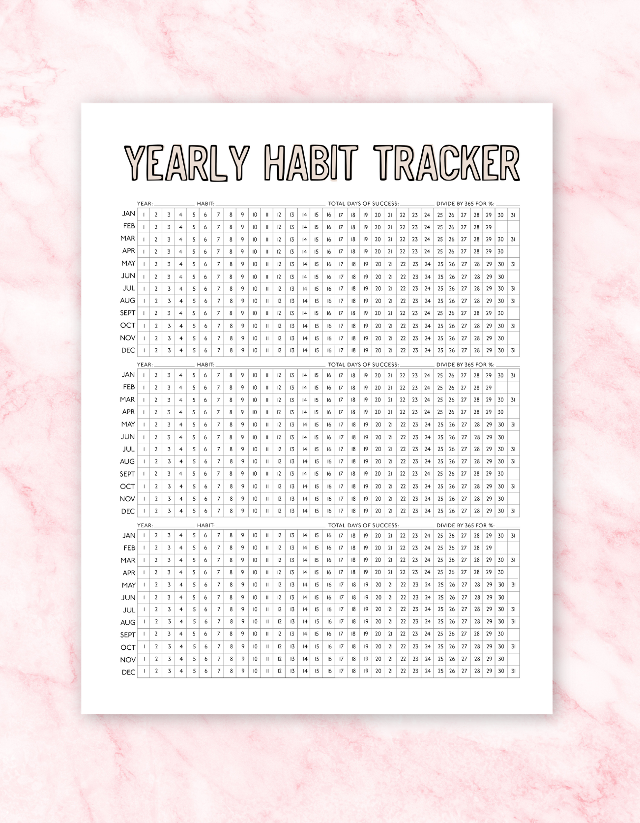 Free Habit Tracker Printable - Monthly and Yearly Layouts - The Holiday ...