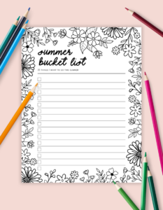 Free Printable Summer Bucket List Coloring Page - The Holiday Mama