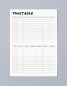 Free Weekly Printable Timetable - 12 Templates - The Holiday Mama