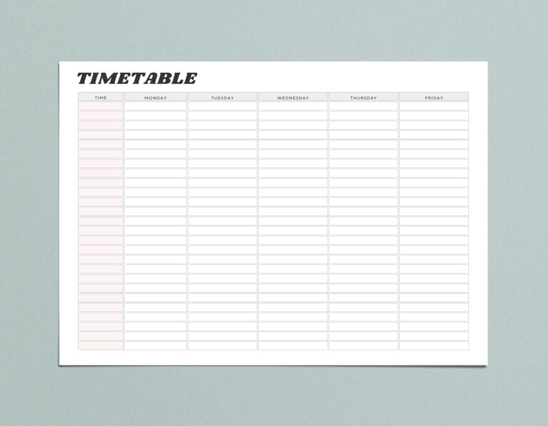 Free Weekly Printable Timetable - 12 Templates - The Holiday Mama