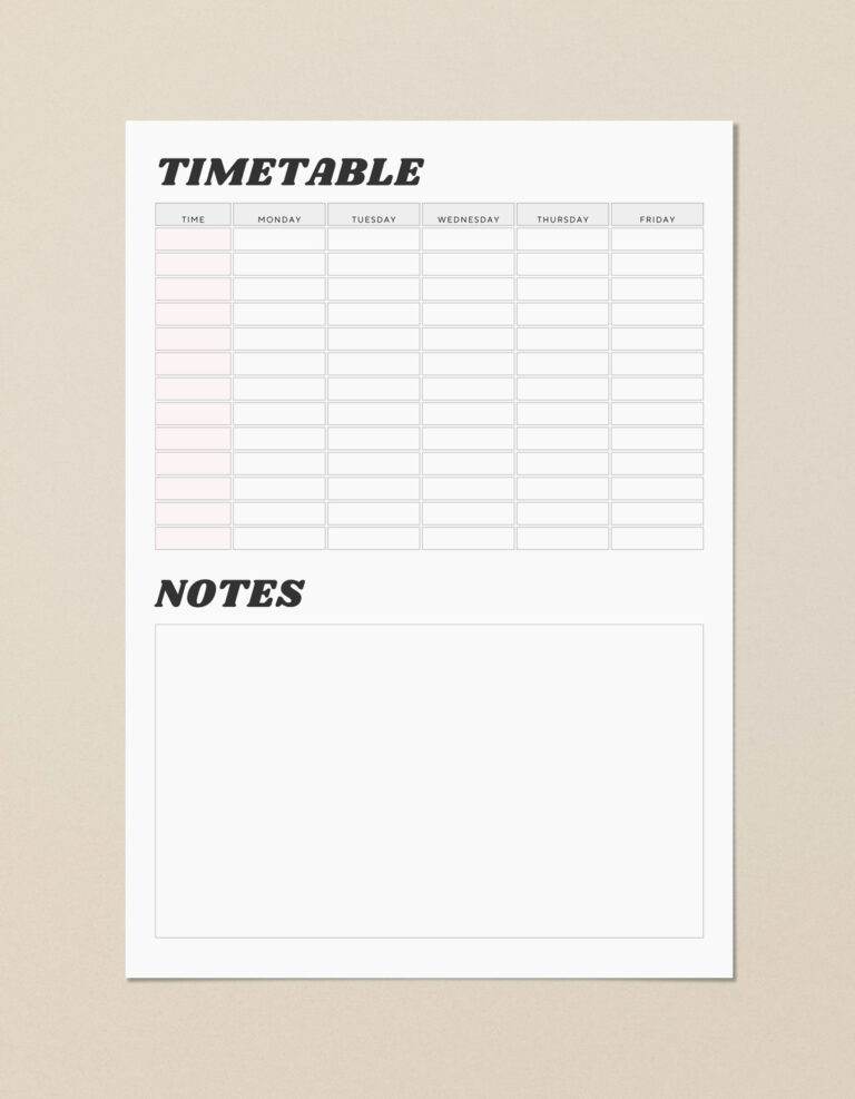 Free Weekly Printable Timetable - 12 Templates - The Holiday Mama