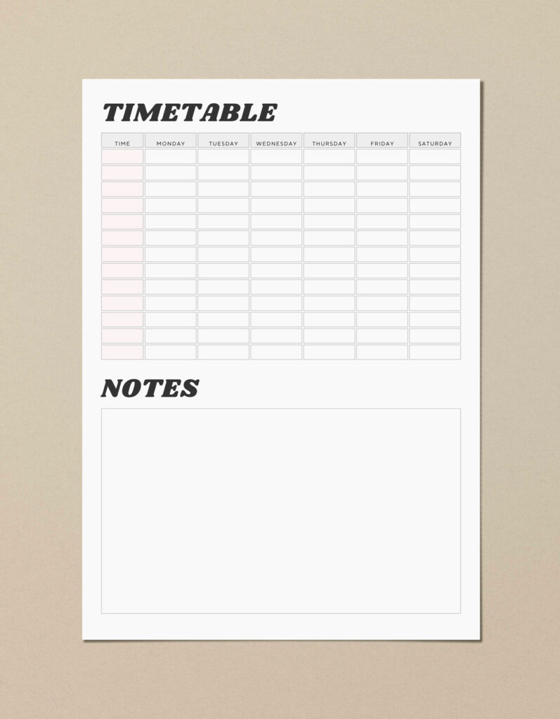 Free Weekly Printable Timetable - 12 Templates - The Holiday Mama