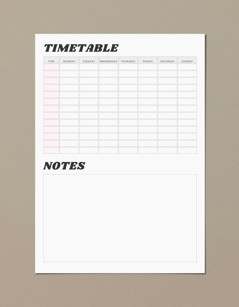 Free Weekly Printable Timetable - 12 Templates - The Holiday Mama