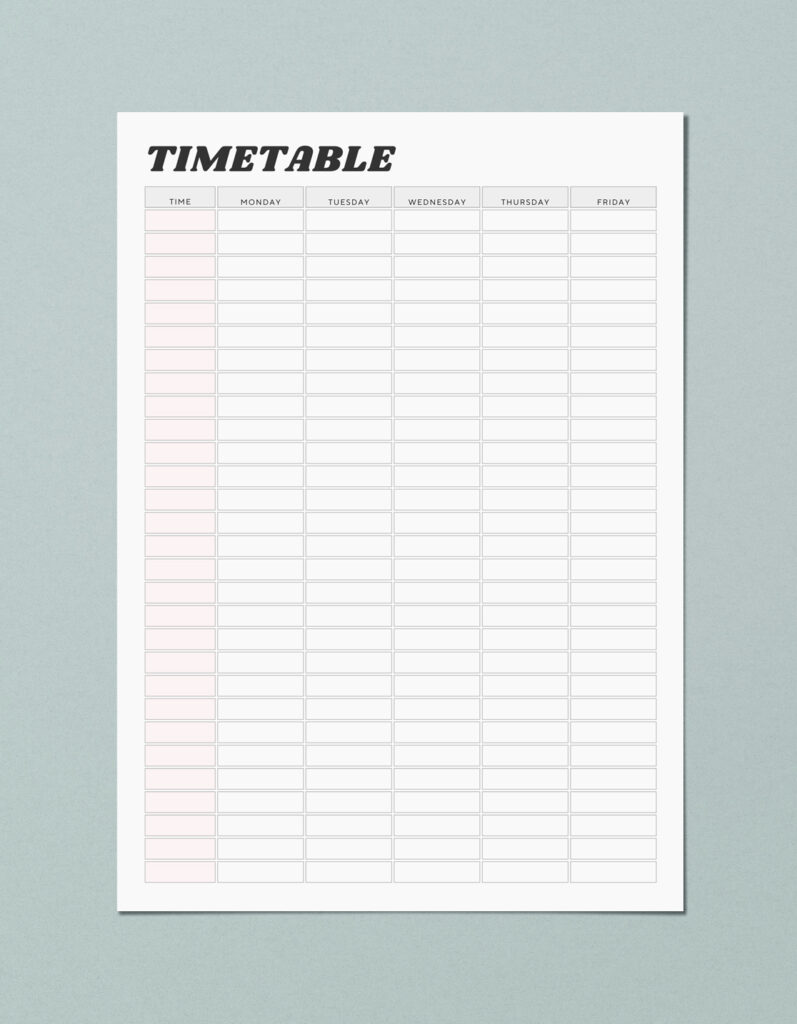 Free Weekly Printable Timetable - 12 Templates - The Holiday Mama