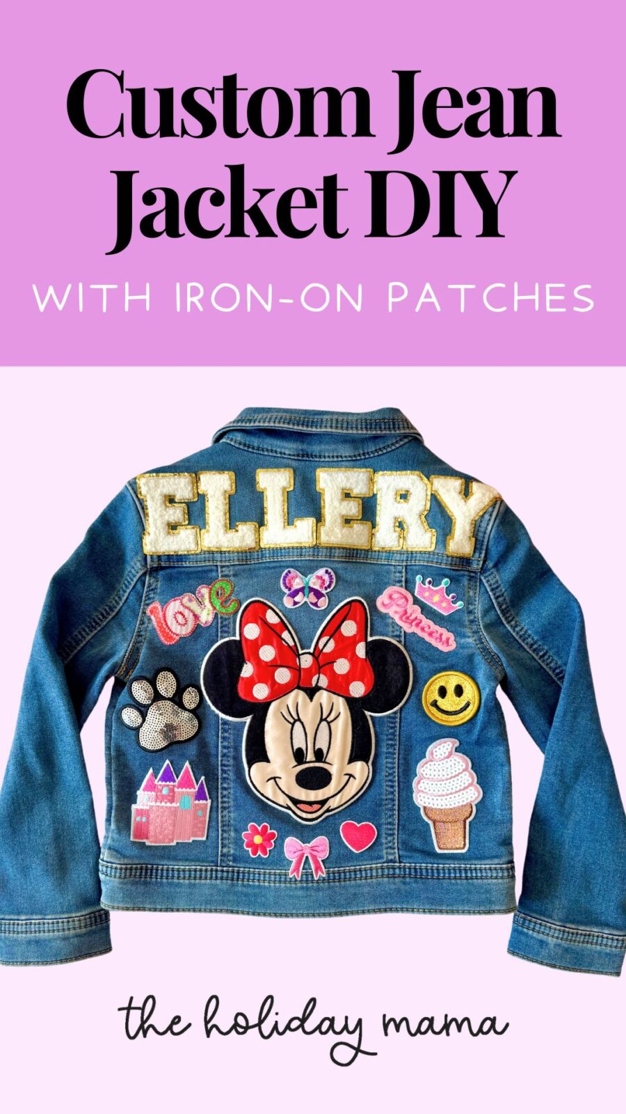 Custom Jean Jacket with Iron-On Patches - The Holiday Mama