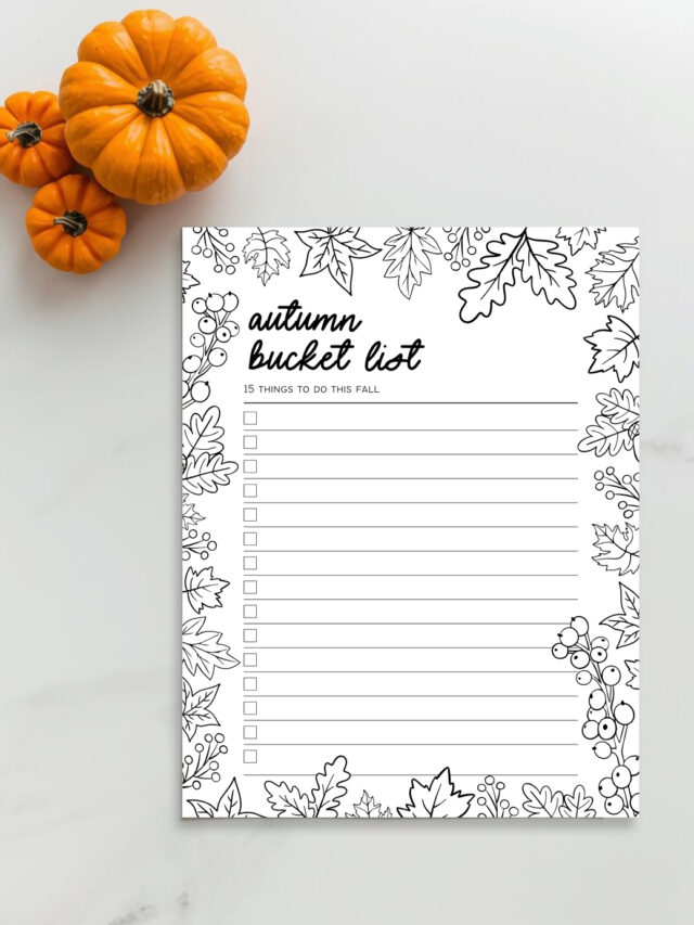 Free Autumn Bucket List + Coloring Printable - The Holiday Mama