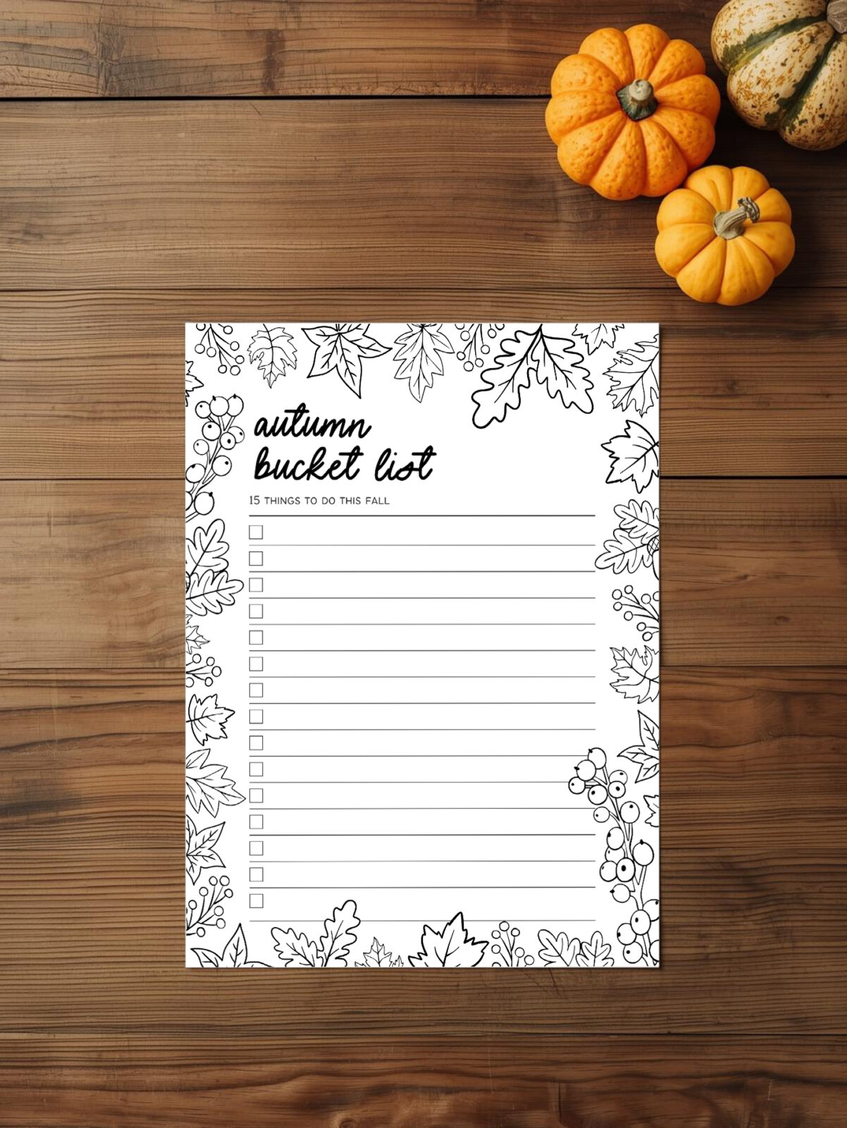 Free Autumn Bucket List + Coloring Printable - The Holiday Mama