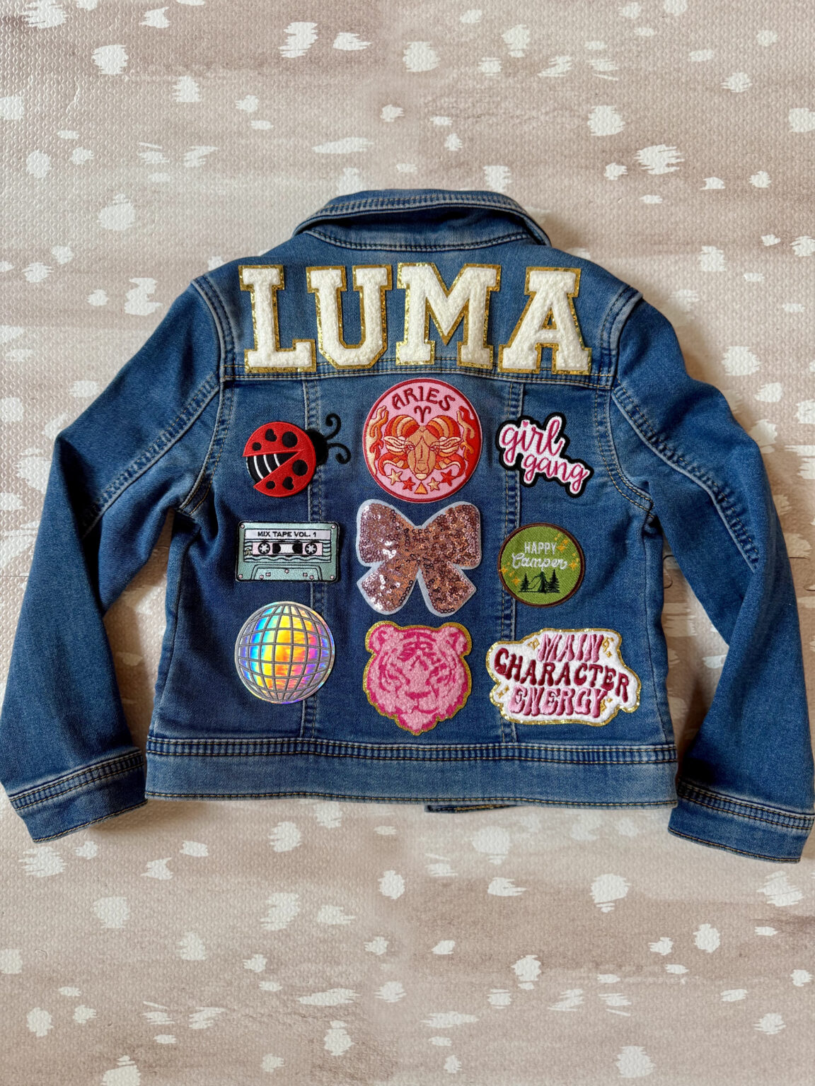 Custom Jean Jacket with Iron-On Patches - The Holiday Mama