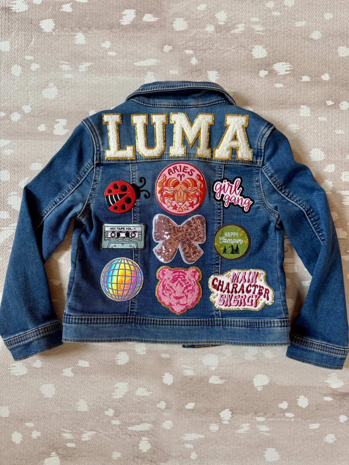 Custom Jean Jacket with Iron-On Patches - The Holiday Mama
