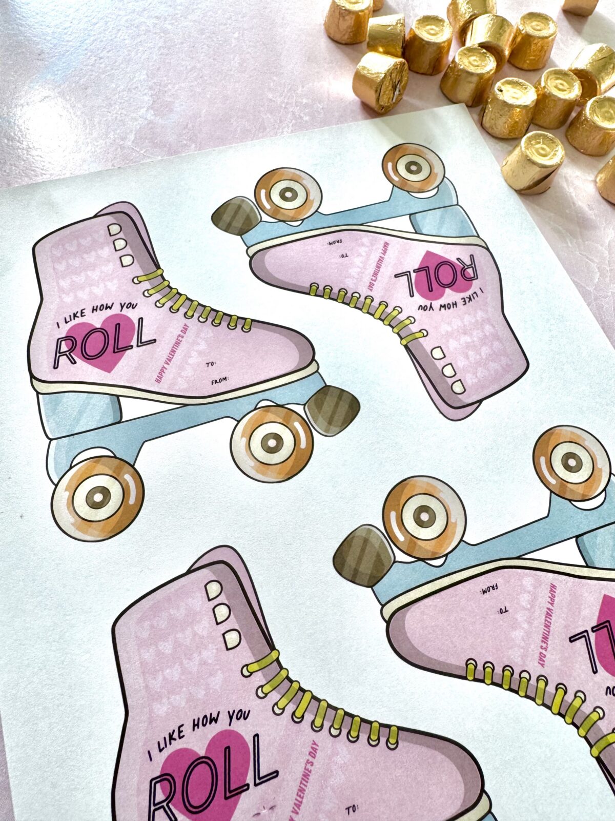Free Printable Valentine Card - I Like How You Roll - The Holiday Mama