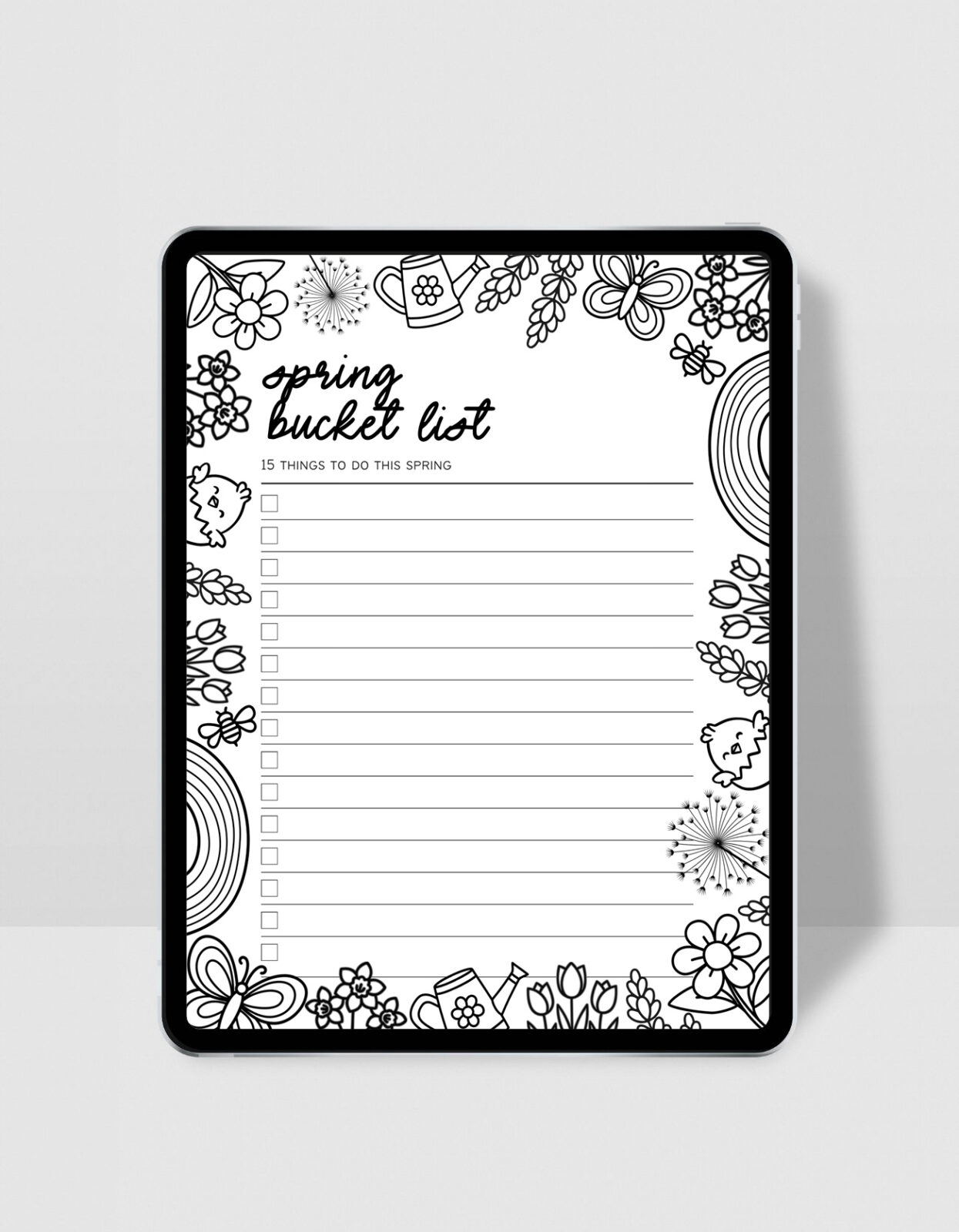 Free Printable Spring Bucket List Coloring Page - The Holiday Mama